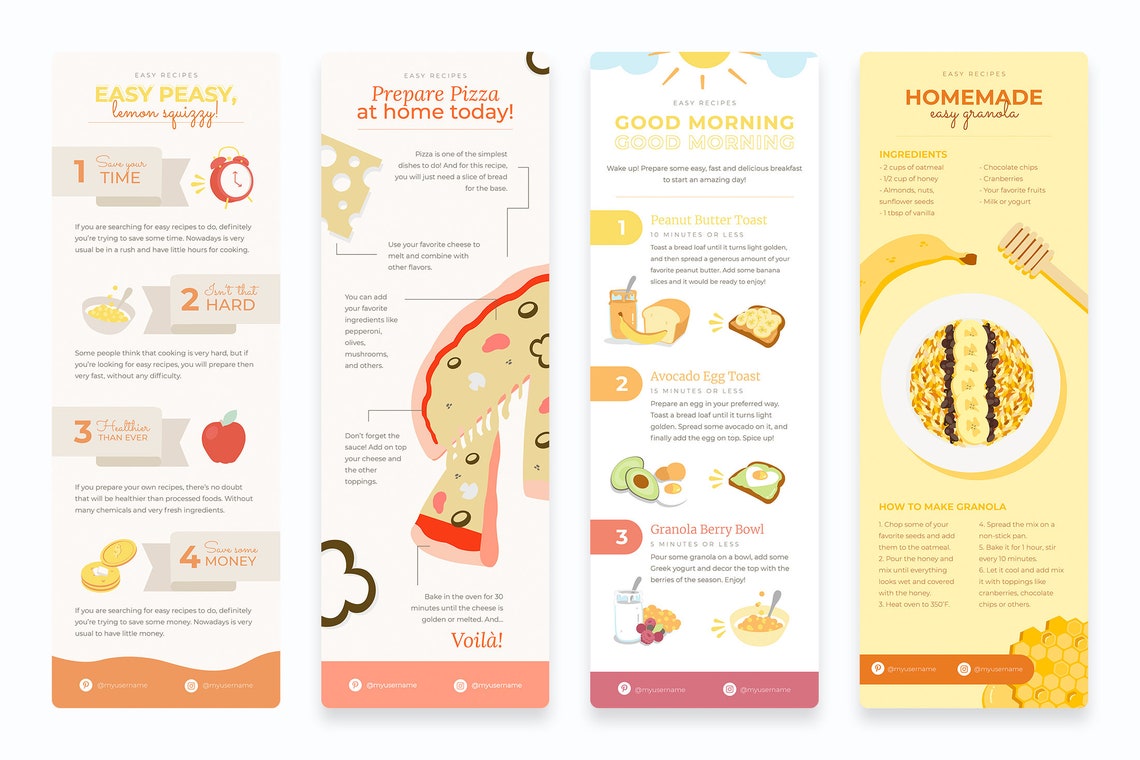 Easy Recipes Vertical Infographic Templates Diagrams for - Etsy