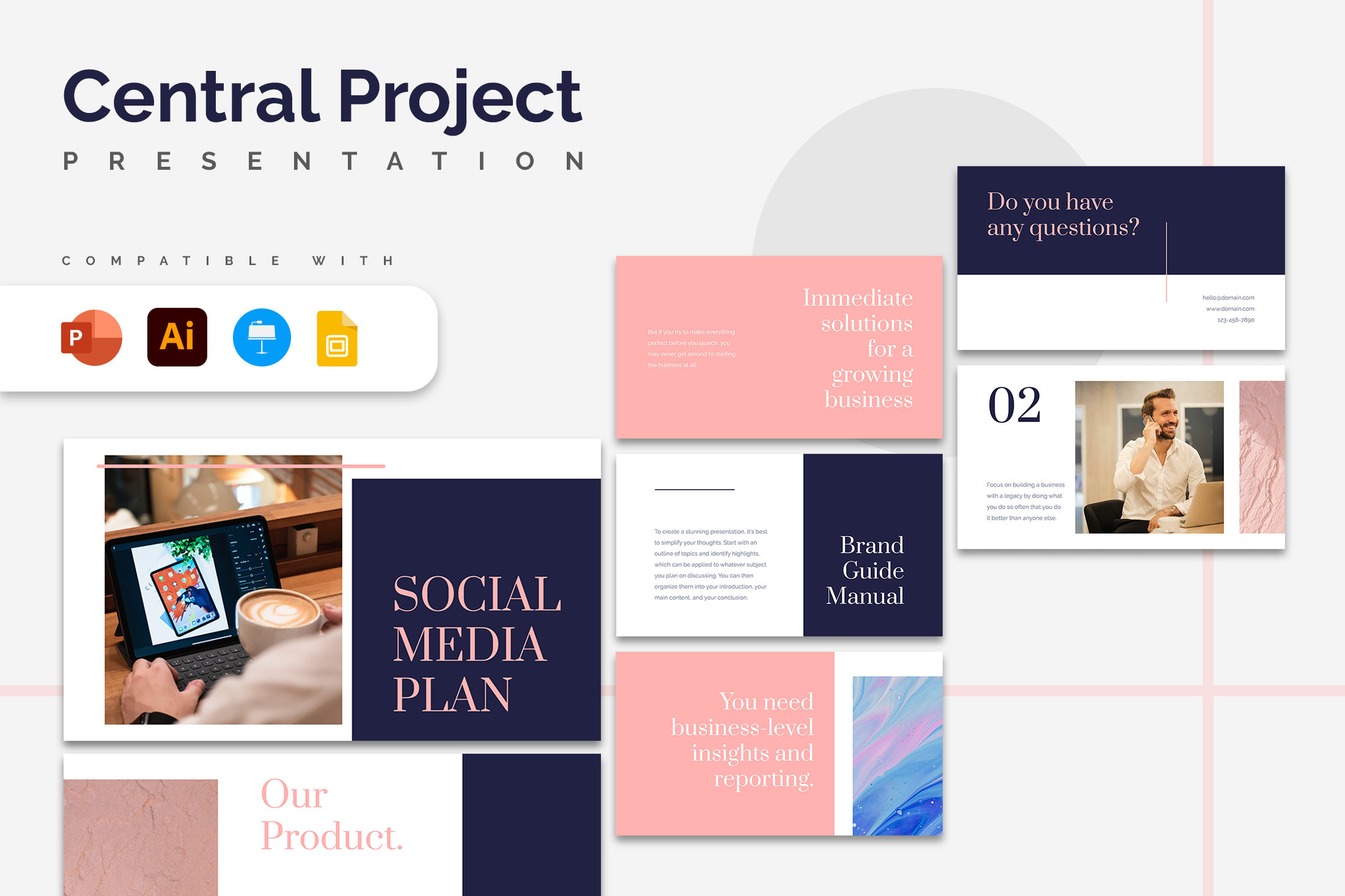 Central Project Presentation Template Powerpoint Template - Etsy
