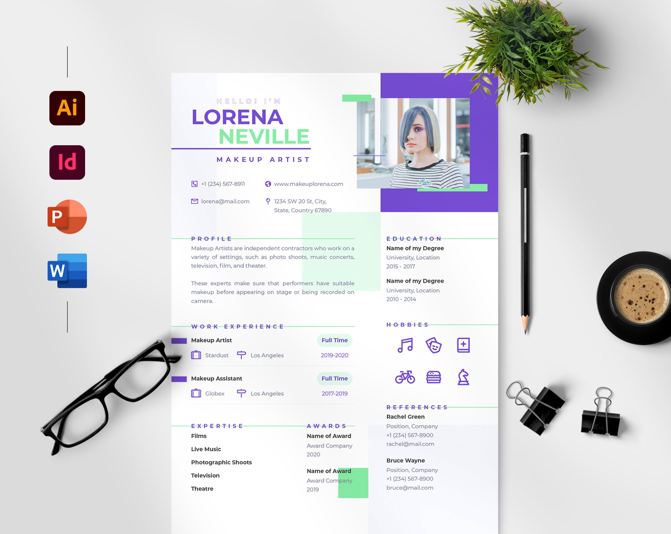 Eva Resume Template | Professional Microsoft Word CV Indesign Template ...