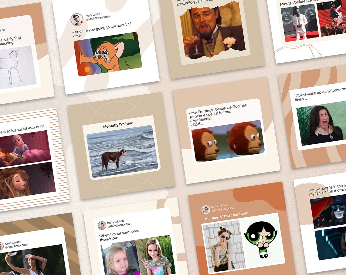 50 Gif & Meme Posts CANVA Templates Easy to Edit Increase Instagram ...