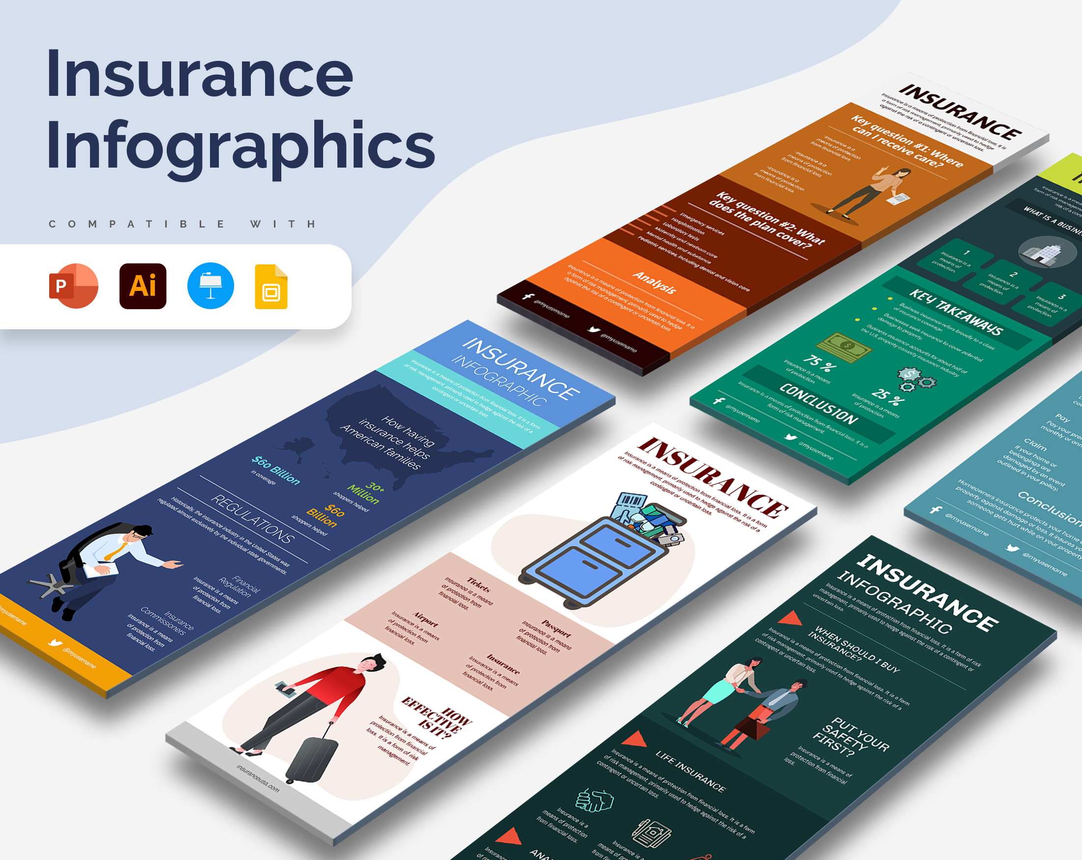 Insurance Vertical Infographic Templates | Diagrams for Powerpoint ...