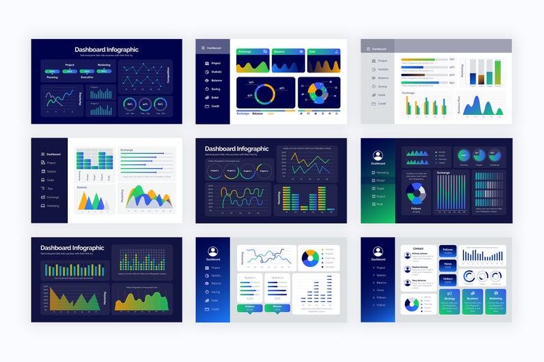Dashboard Infographic Templates Diagrams for Powerpoint, Illustrator ...