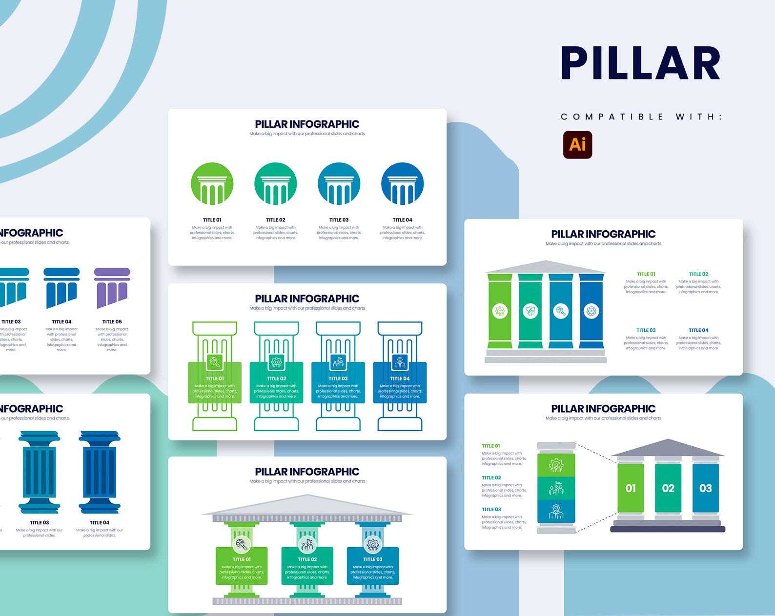 Pillar Infographics Template for Illustrator, Easy to Edit, Fully ...