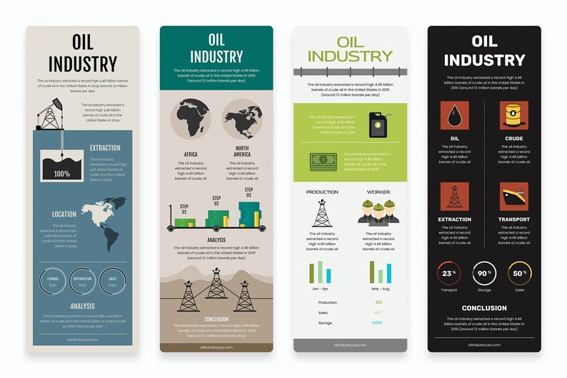 Oil Industry Vertical Infographic Templates Diagrams for Powerpoint ...