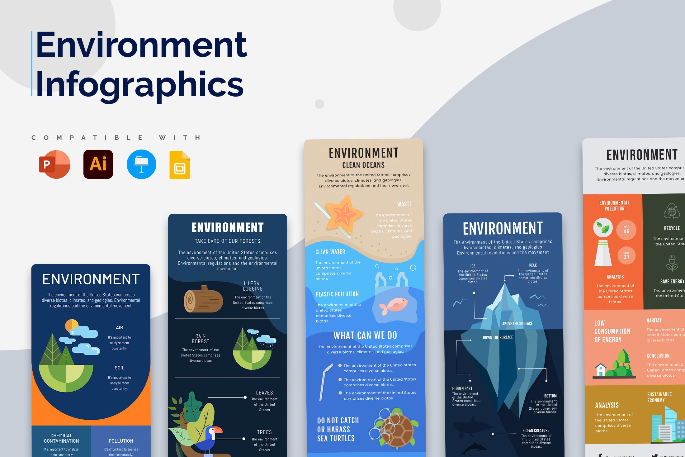 Environment Vertical Infographic Templates Diagrams for Powerpoint ...