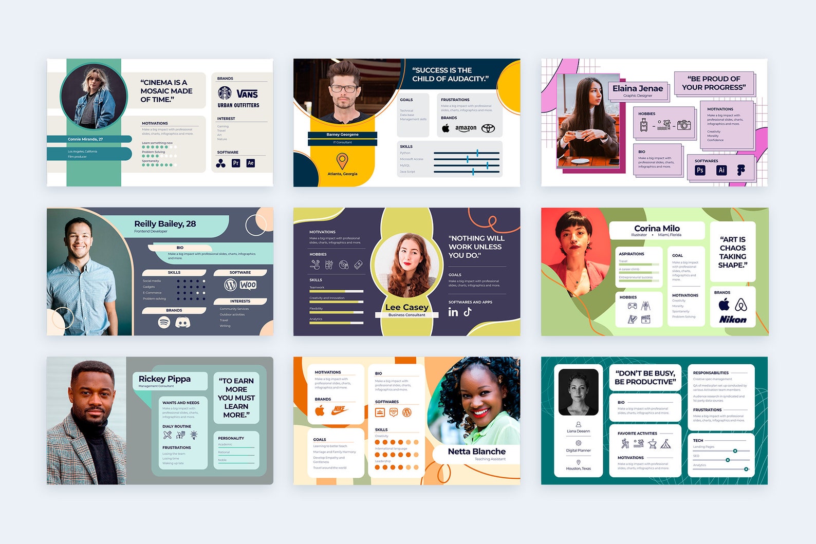 Buyer Persona Infographic Slides | Template for Illustrator | Easy to ...