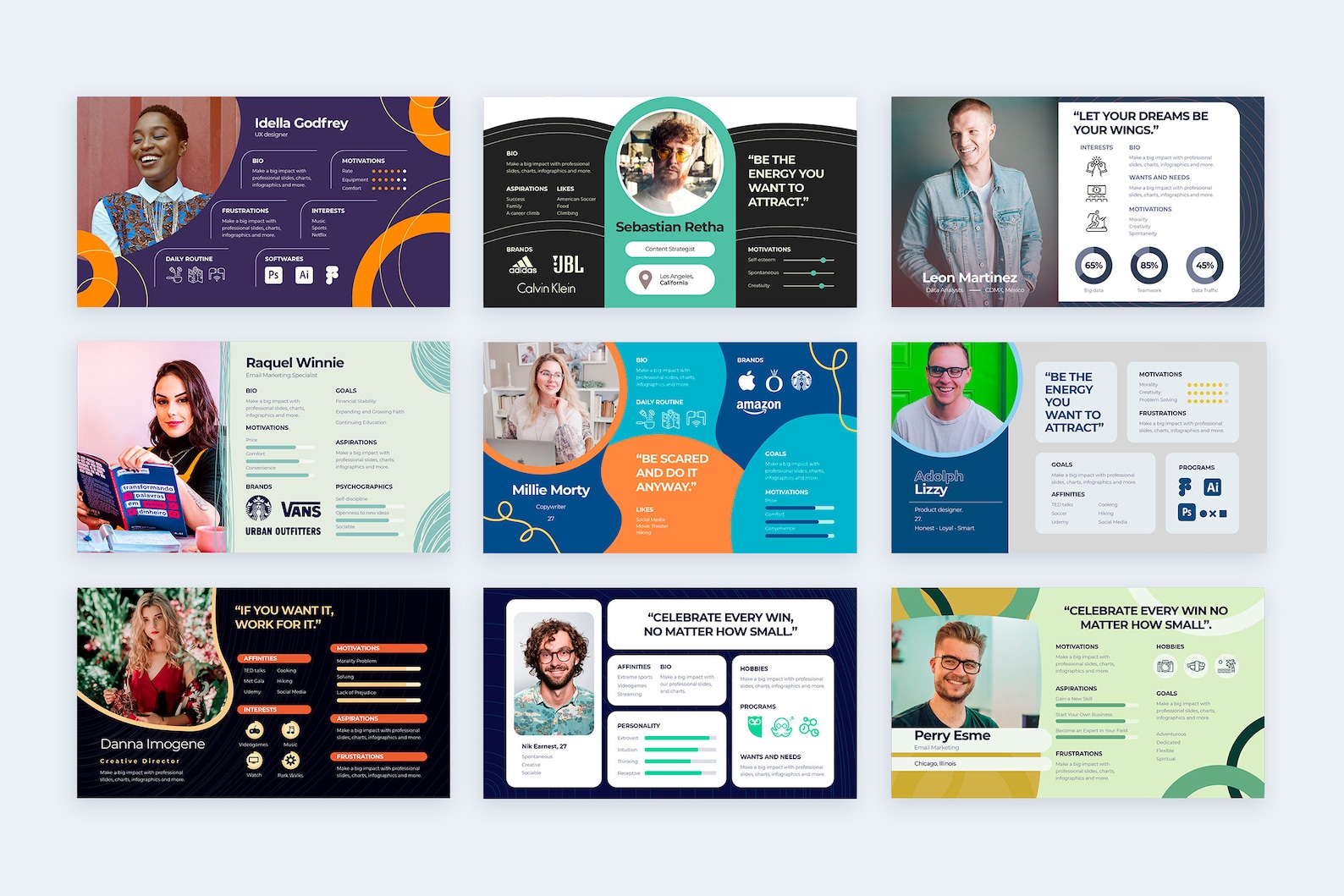 Buyer Persona Infographic Slides | Template for Illustrator | Easy to ...