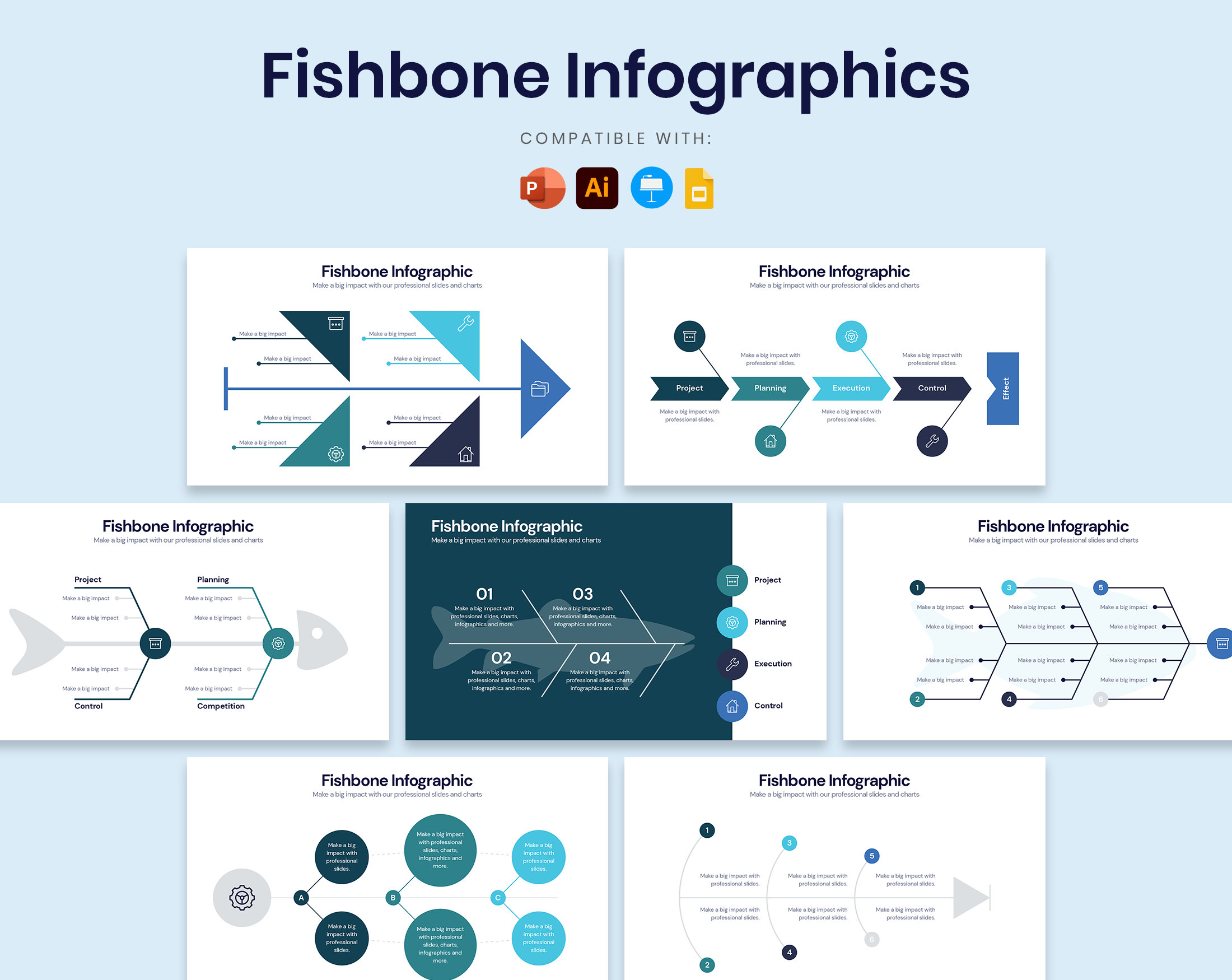 Fishbone Infographic Templates | Diagrams for Powerpoint, Illustrator ...