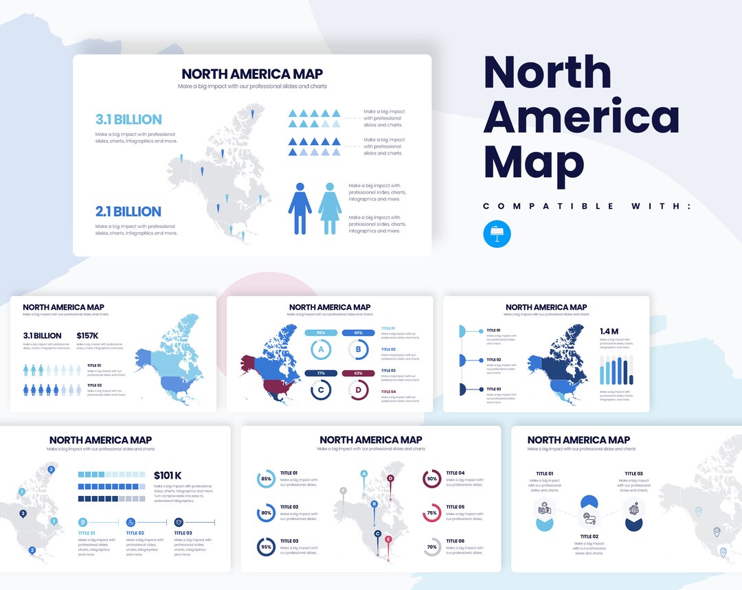 North America Map Infographics | Template for Keynote | Best Keynote ...