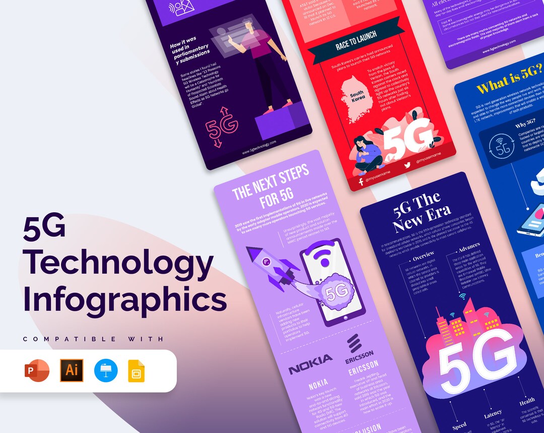 5G Technology Vertical Infographic Templates | Diagrams for Powerpoint ...