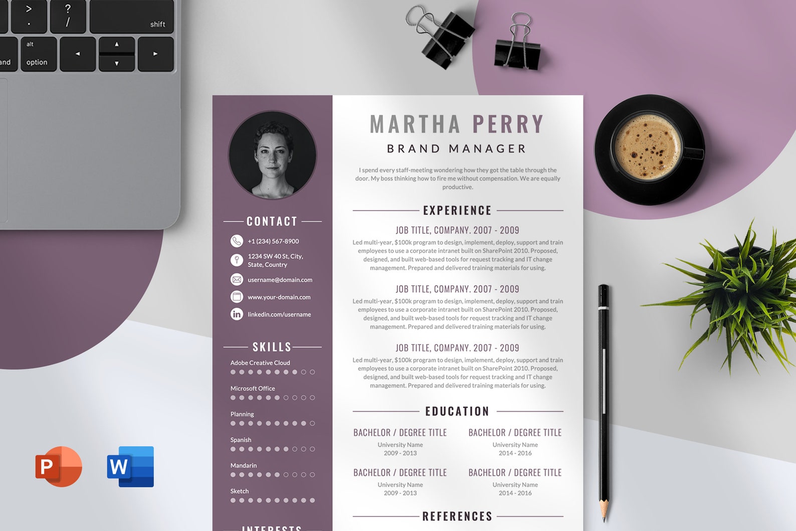 Kelly Resume Template Professional Microsoft Word CV Template ...