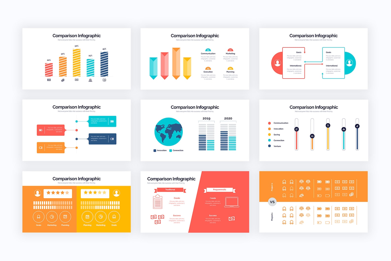 Comparison Infographic Templates Diagrams for Powerpoint, Illustrator ...