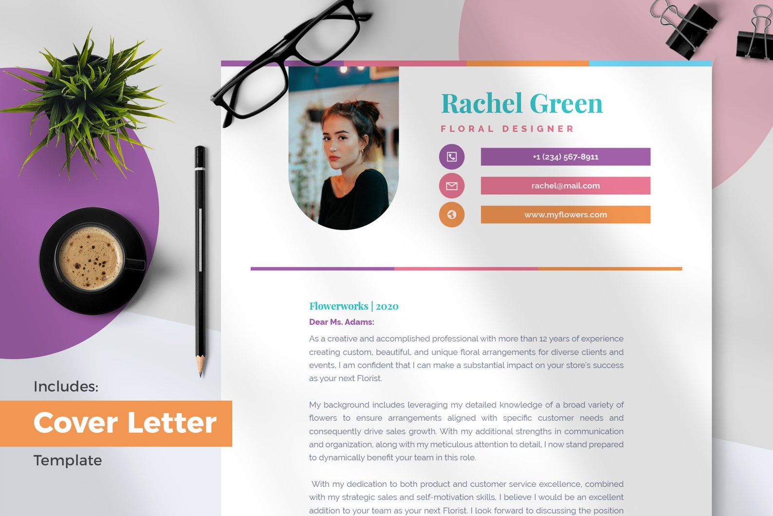 Zoe Resume Template Professional Microsoft Word CV Indesign Template ...