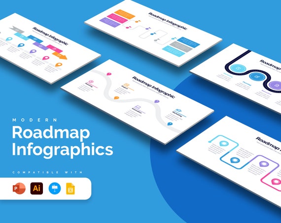 Roadmap Infographic Templates Diagrams for PowerPoint | Etsy
