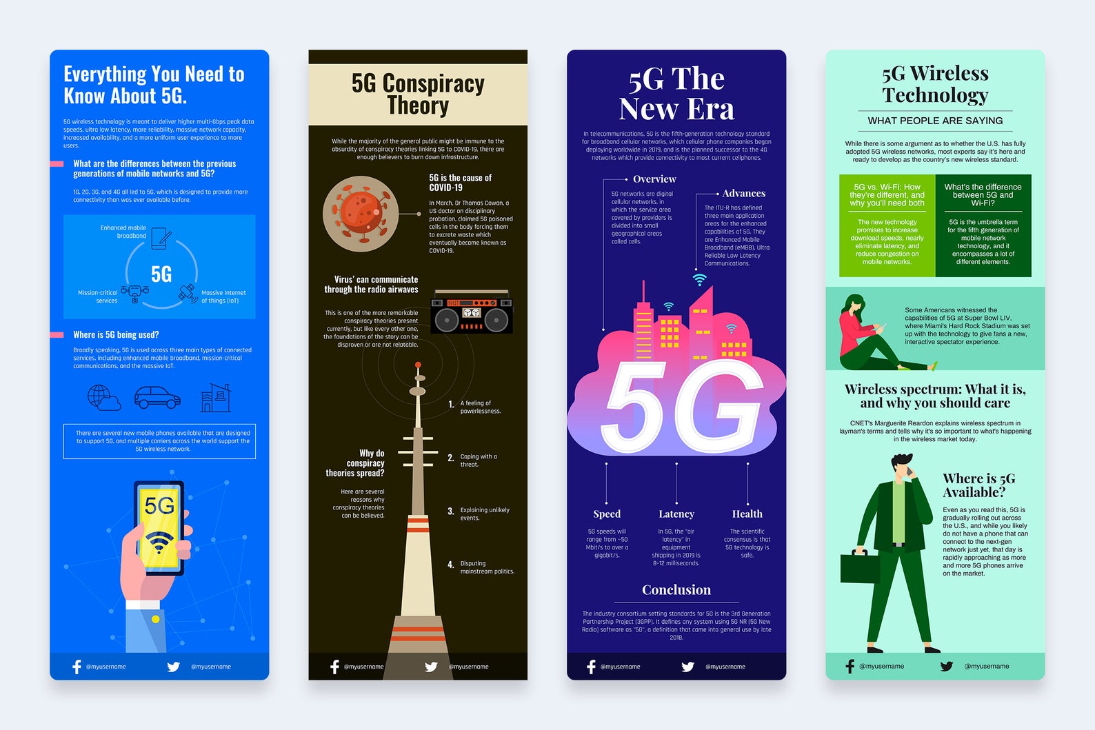 5G Technology Vertical Infographic Templates | Diagrams for Powerpoint ...