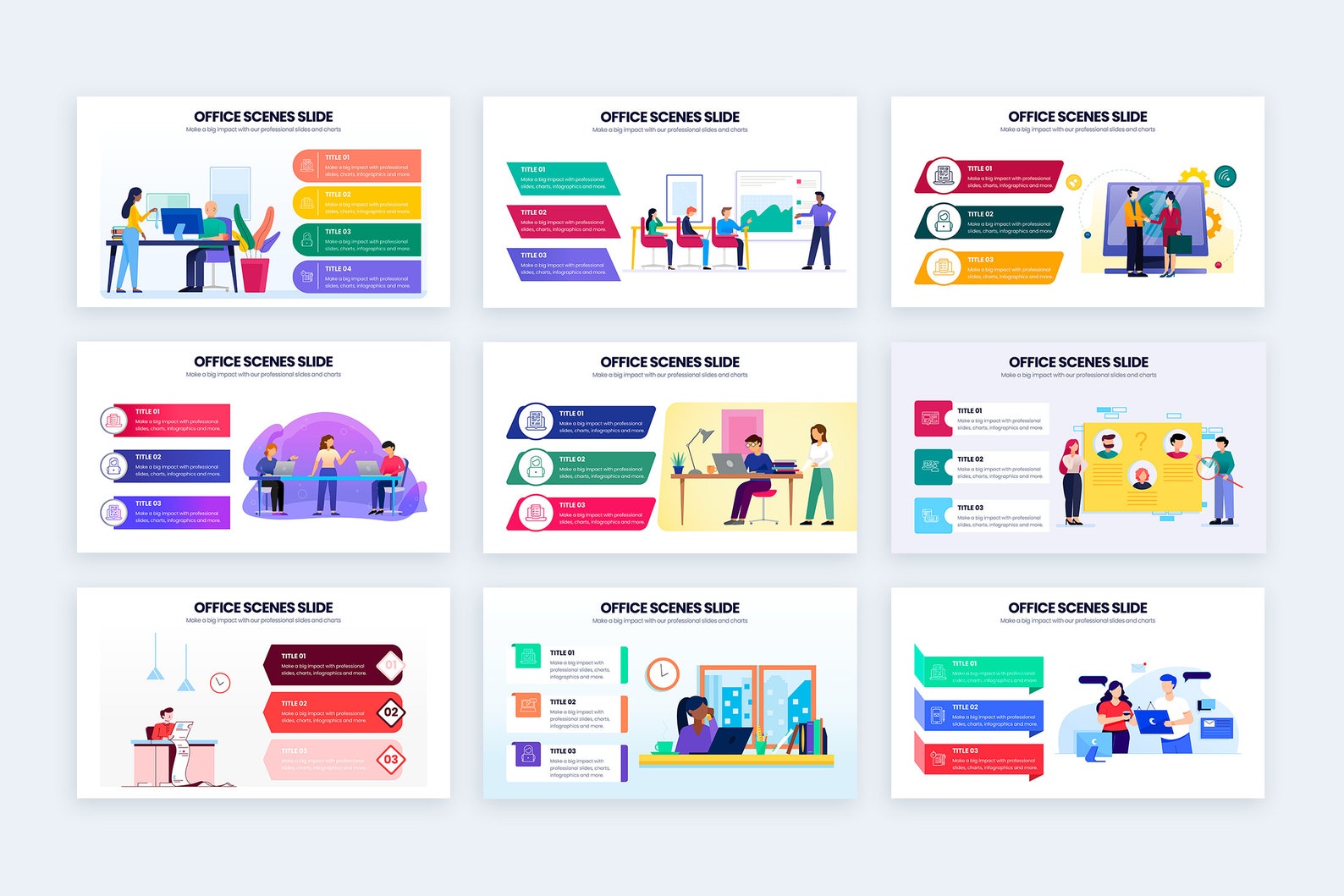 Office Scene Infographic Slides Template for Powerpoint Best Powerpoint ...