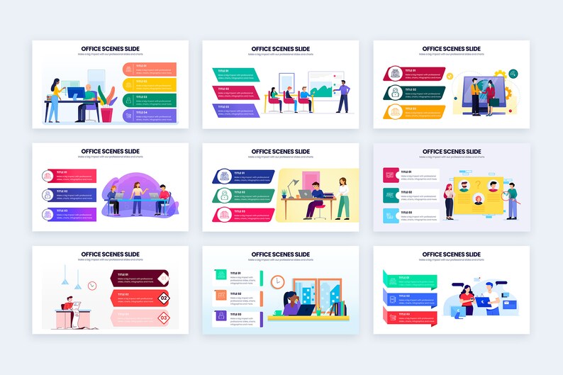 Office Scene Infographic Slides Template for Powerpoint Best Powerpoint ...