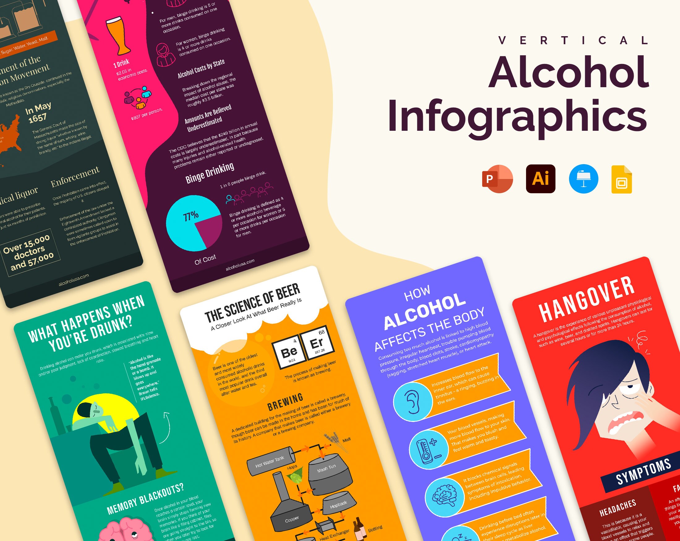 Alcohol Vertical Infographic Templates | Diagrams for Powerpoint ...