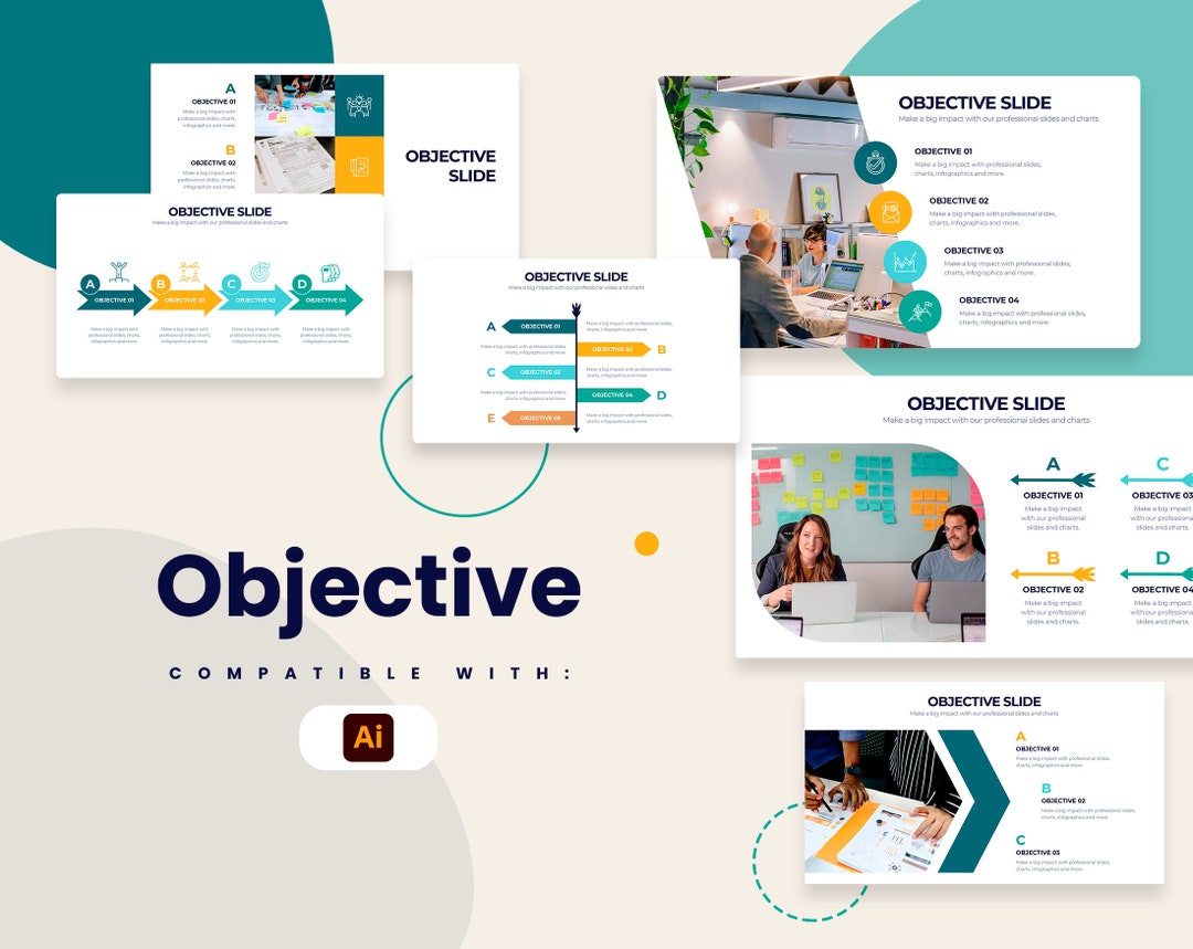 Objective Infographic Slides | Template for Illustrator | Easy to Edit ...