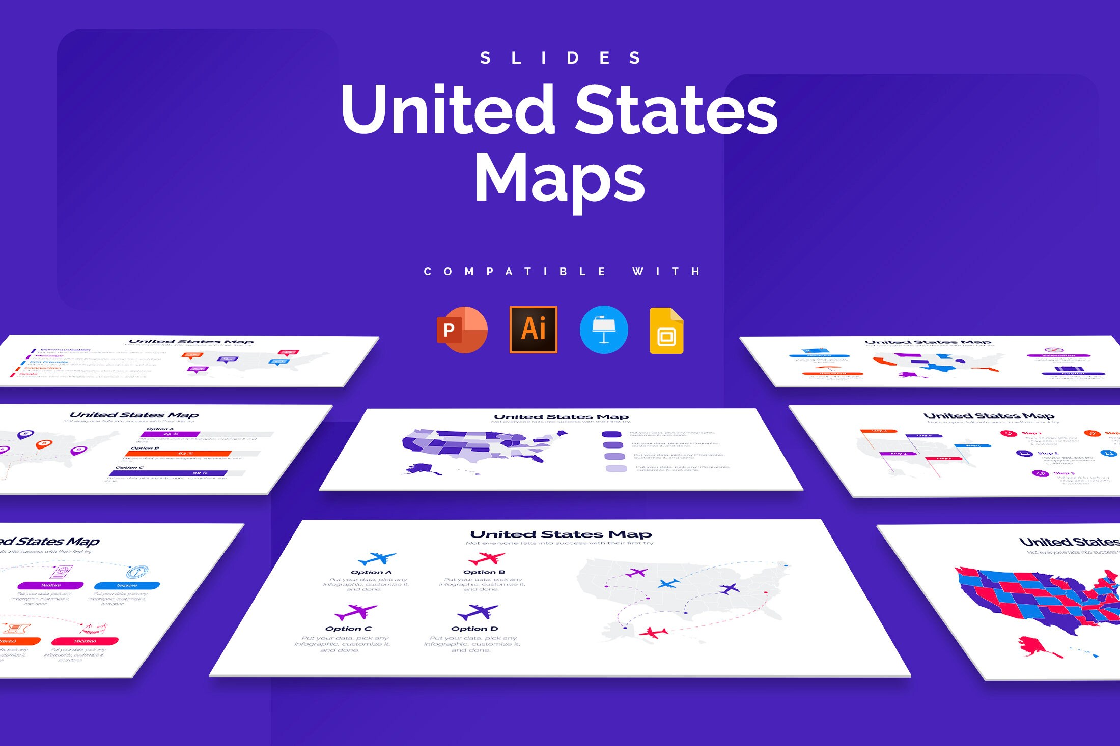 United States Map Infographic Templates | Diagrams for Powerpoint ...