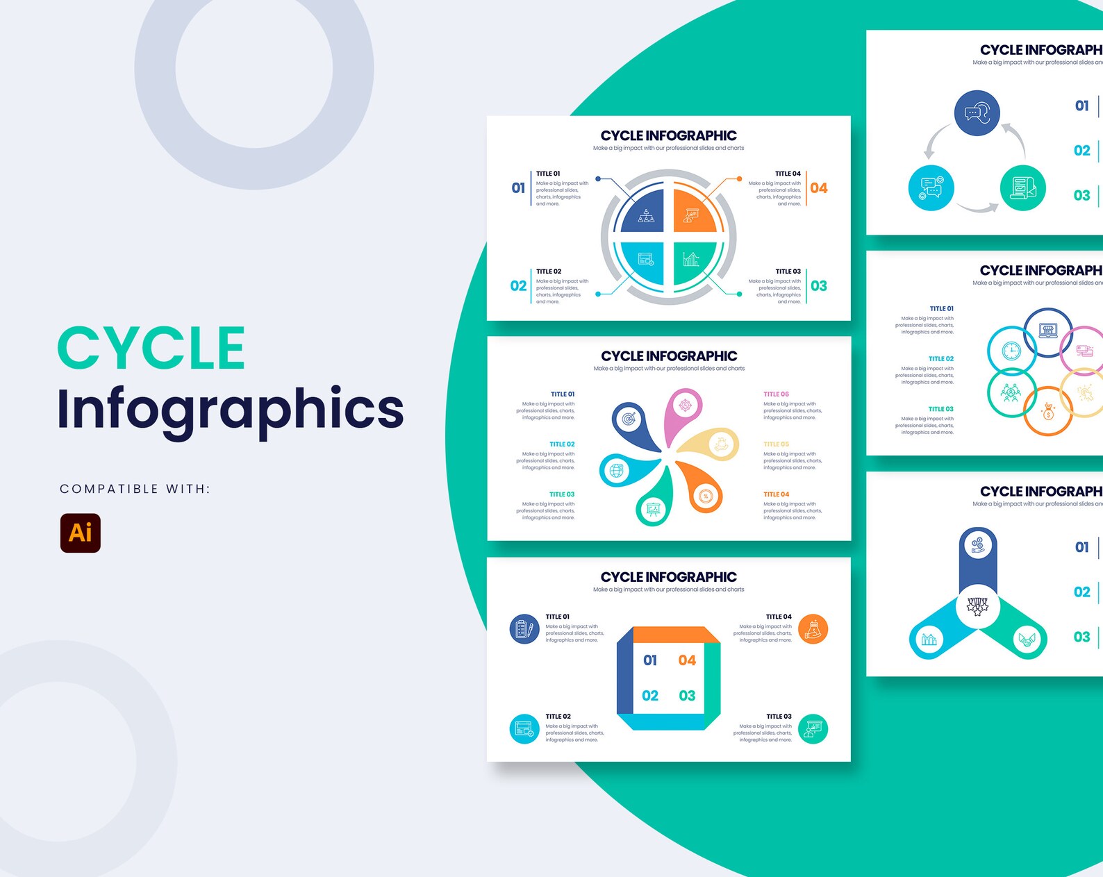 Cycle Infographics Template for Illustrator Easy to Edit - Etsy