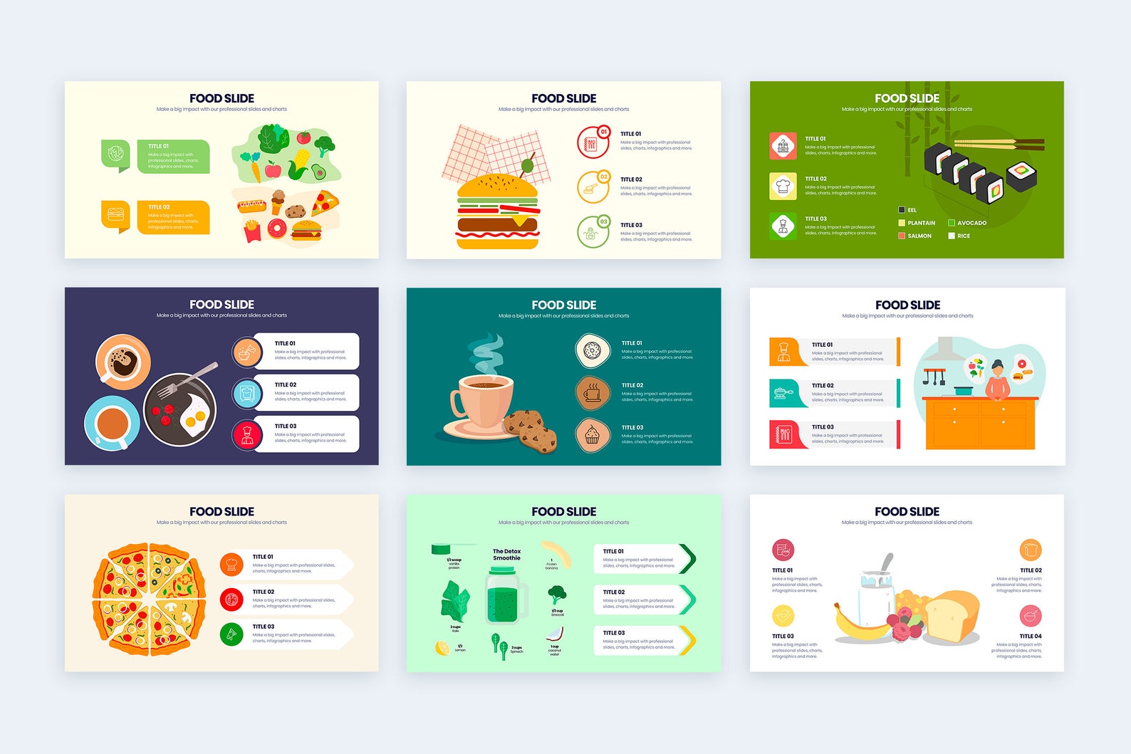 Food Slides Template for Illustrator | Clean Illustrator Template ...