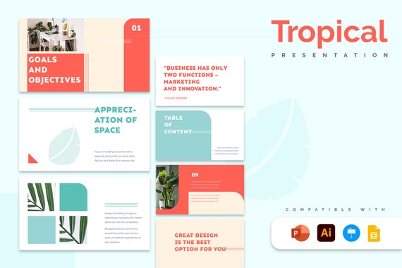 Tropical Presentation Template Powerpoint Template Slides | Etsy