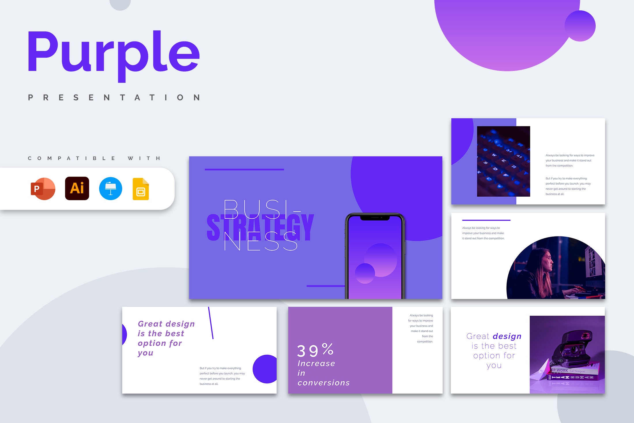 Purple Presentation Template | Powerpoint Template, Slides for Keynote ...