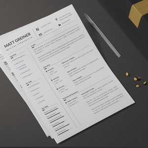 Matt Resume Template | Professional Microsoft Word CV Indesign Template ...