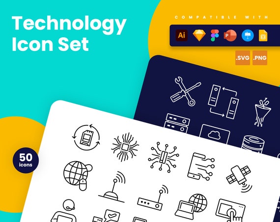 Technology Icons Vector Icons for Powerpoint Keynote - Etsy