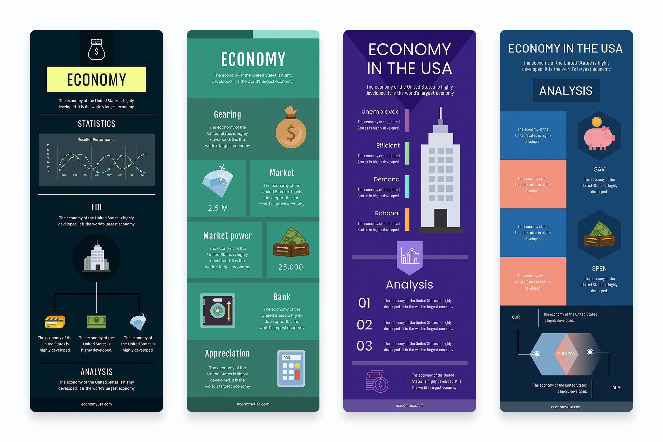 Economy Vertical Infographic Templates Diagrams for - Etsy