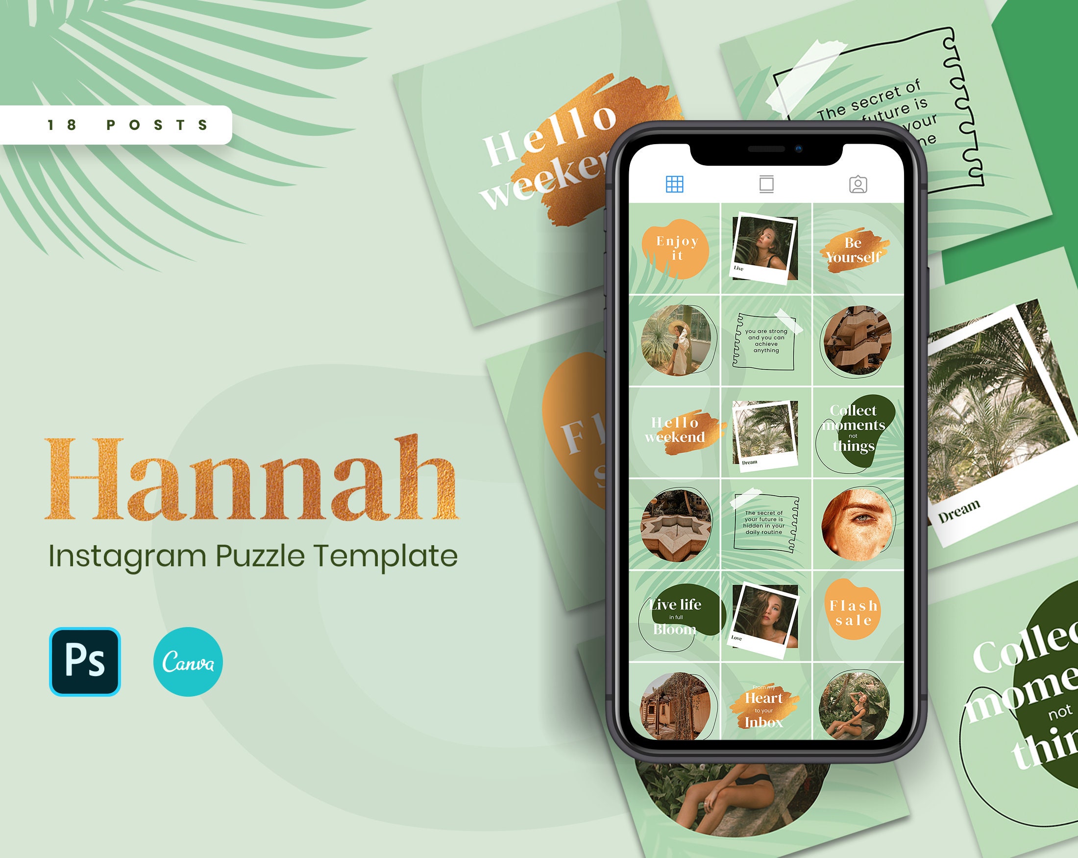 Hannah Instagram Puzzle Template CANVA Instagram Post - Etsy