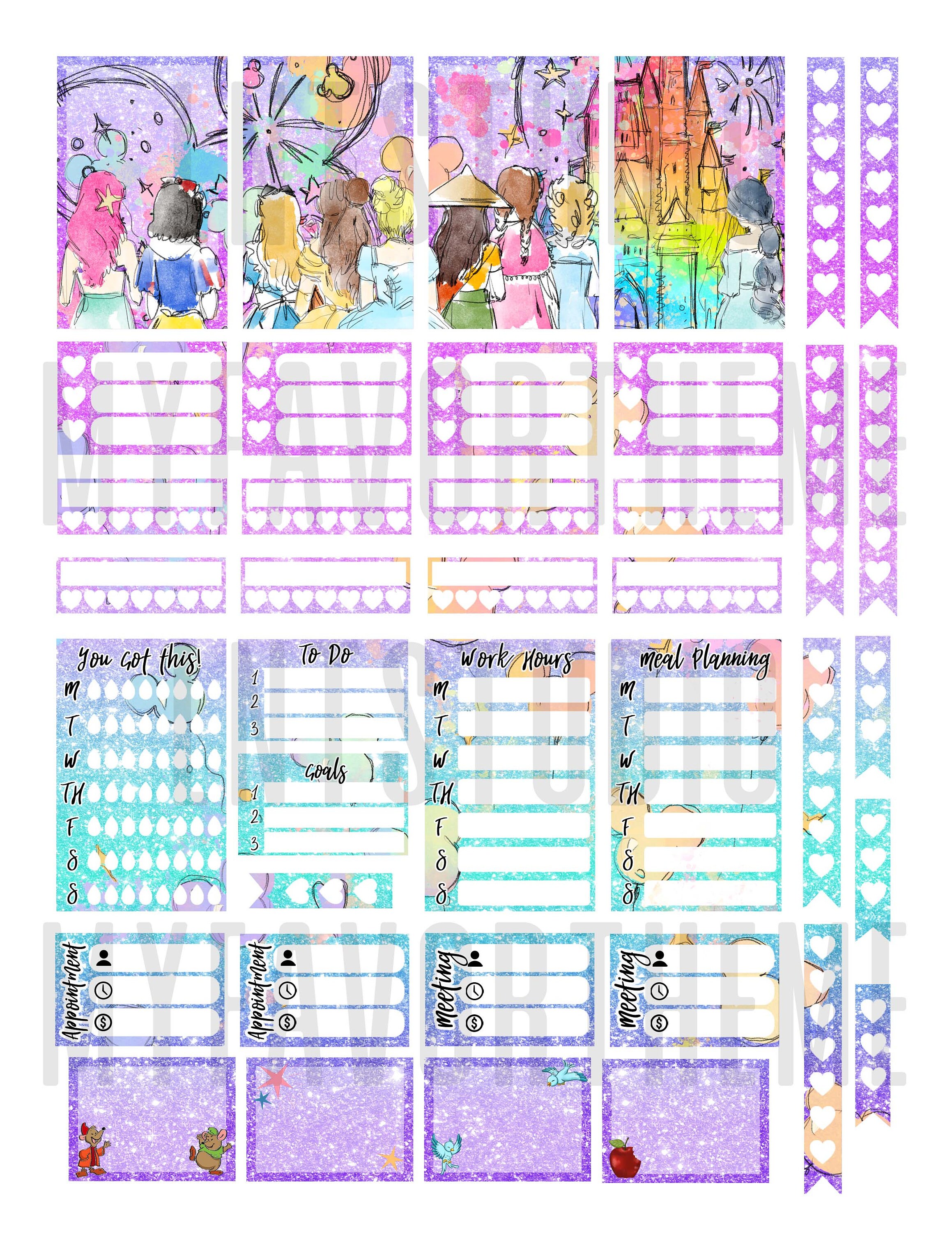 Princess Planner Stickers - Instant Download, Printable Weekly Planner ...