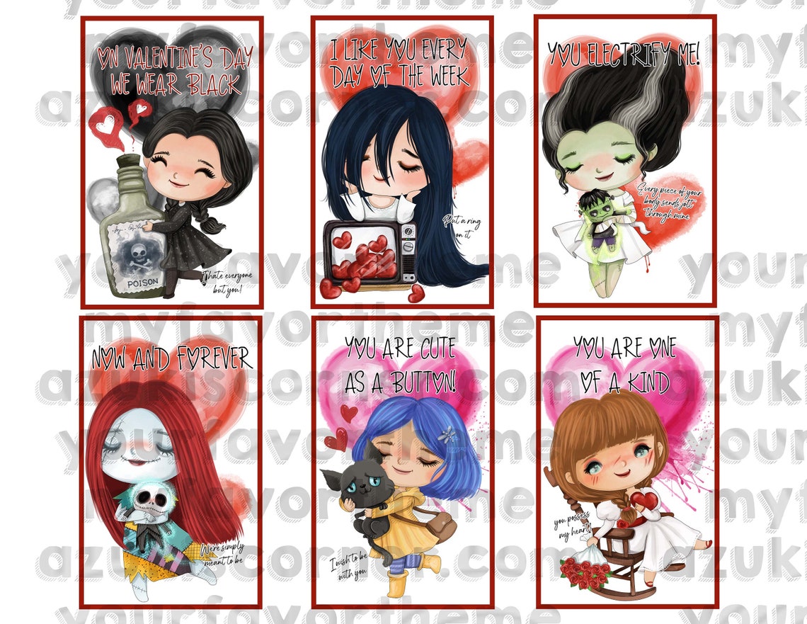 Horror Icons, Scary Movies, Horror Valentine Cards, Printable, Print at ...