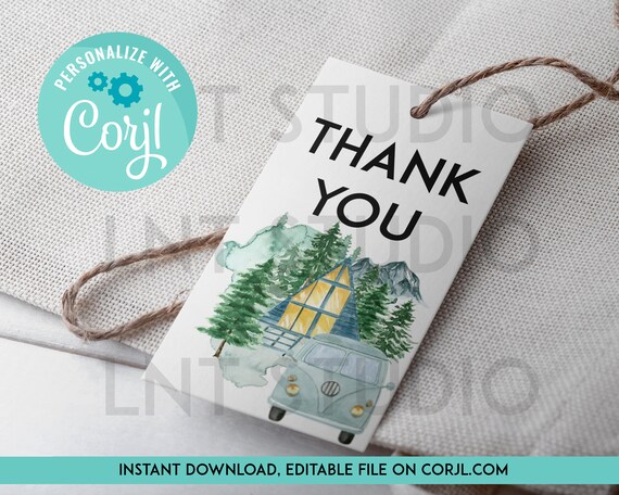 Thank You Card Tag Wilderness Camp Tag Printable and | Etsy