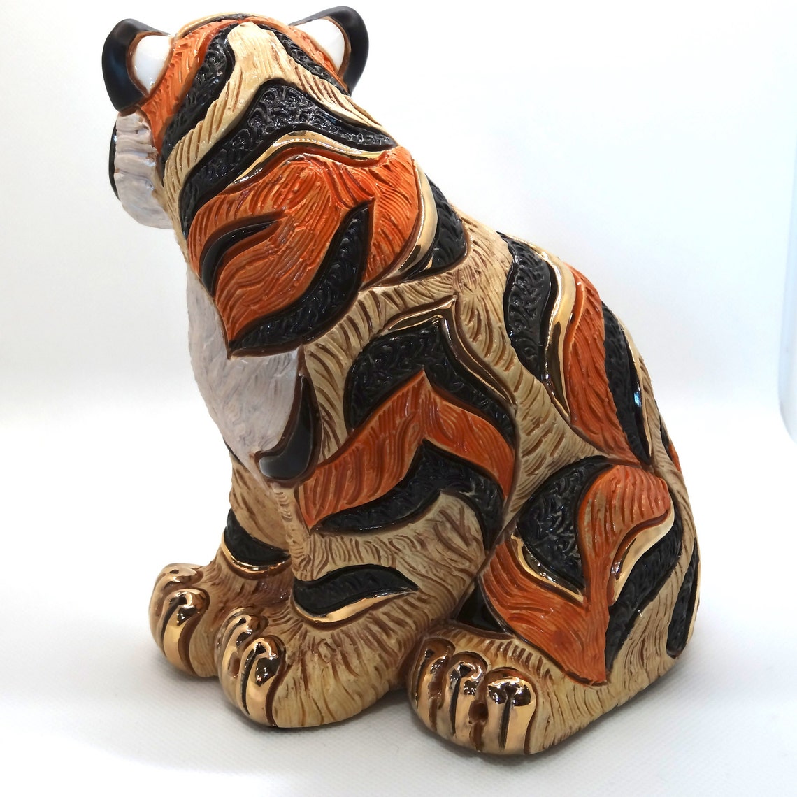 Ceramic Tiger Sitting Ceramic Tiger Statue Tiger Figurine - Etsy