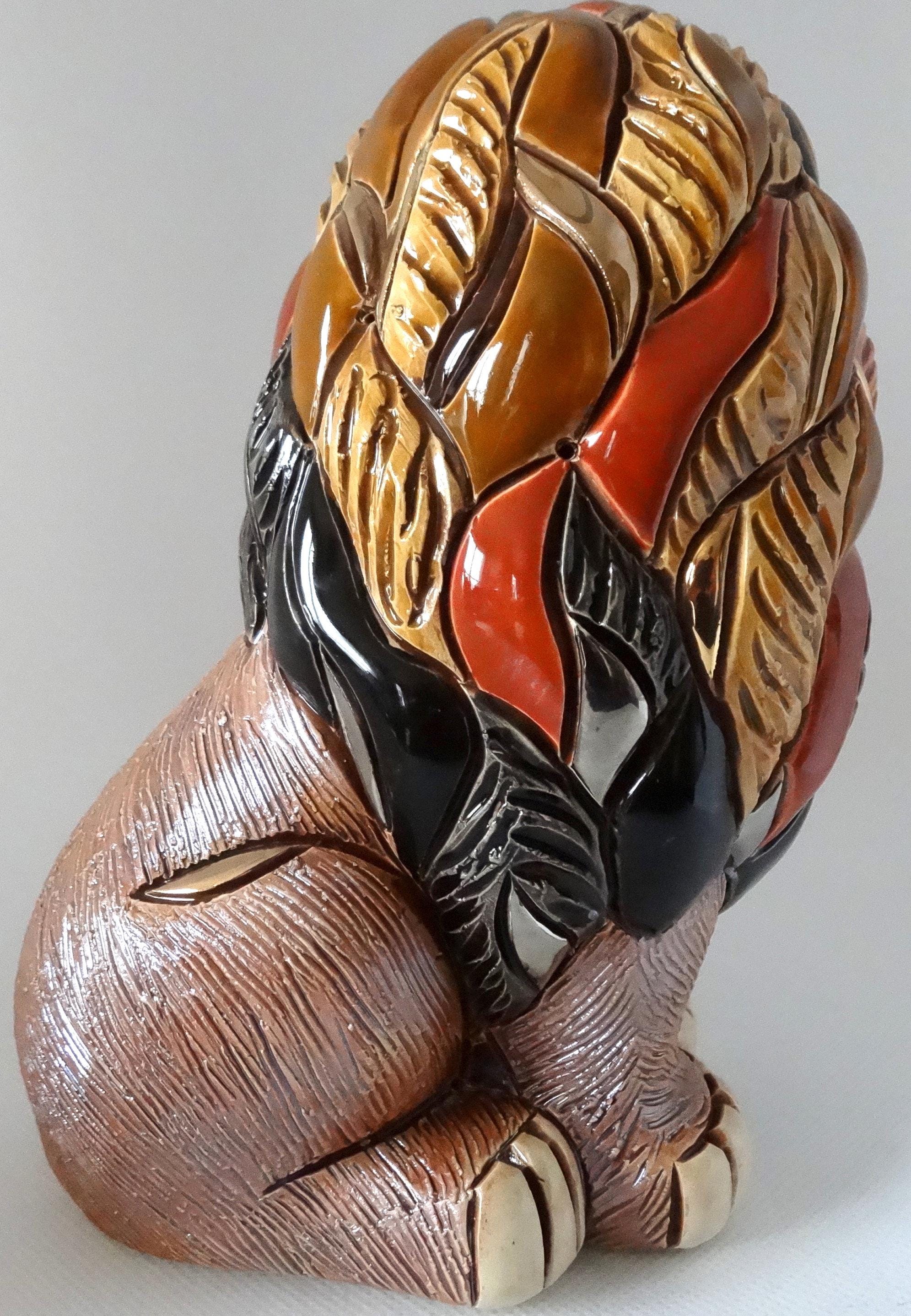 Handmade Sculpted Ceramic Sitting Lion Figurine - De Rosa Collections ...