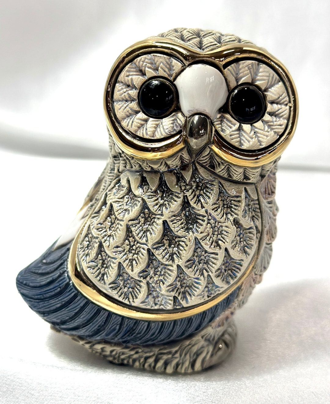 Handmade Sculpted Ceramic Forest Owl Figurine Art Decor Gift De Rosa ...