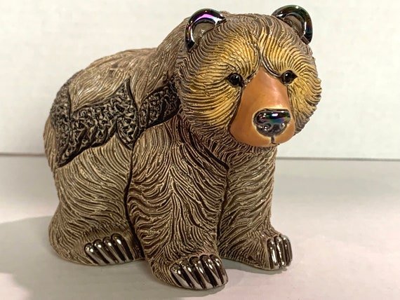 Handmade Ceramic Grizzly Bear Figurine De Rosa Collection - Etsy
