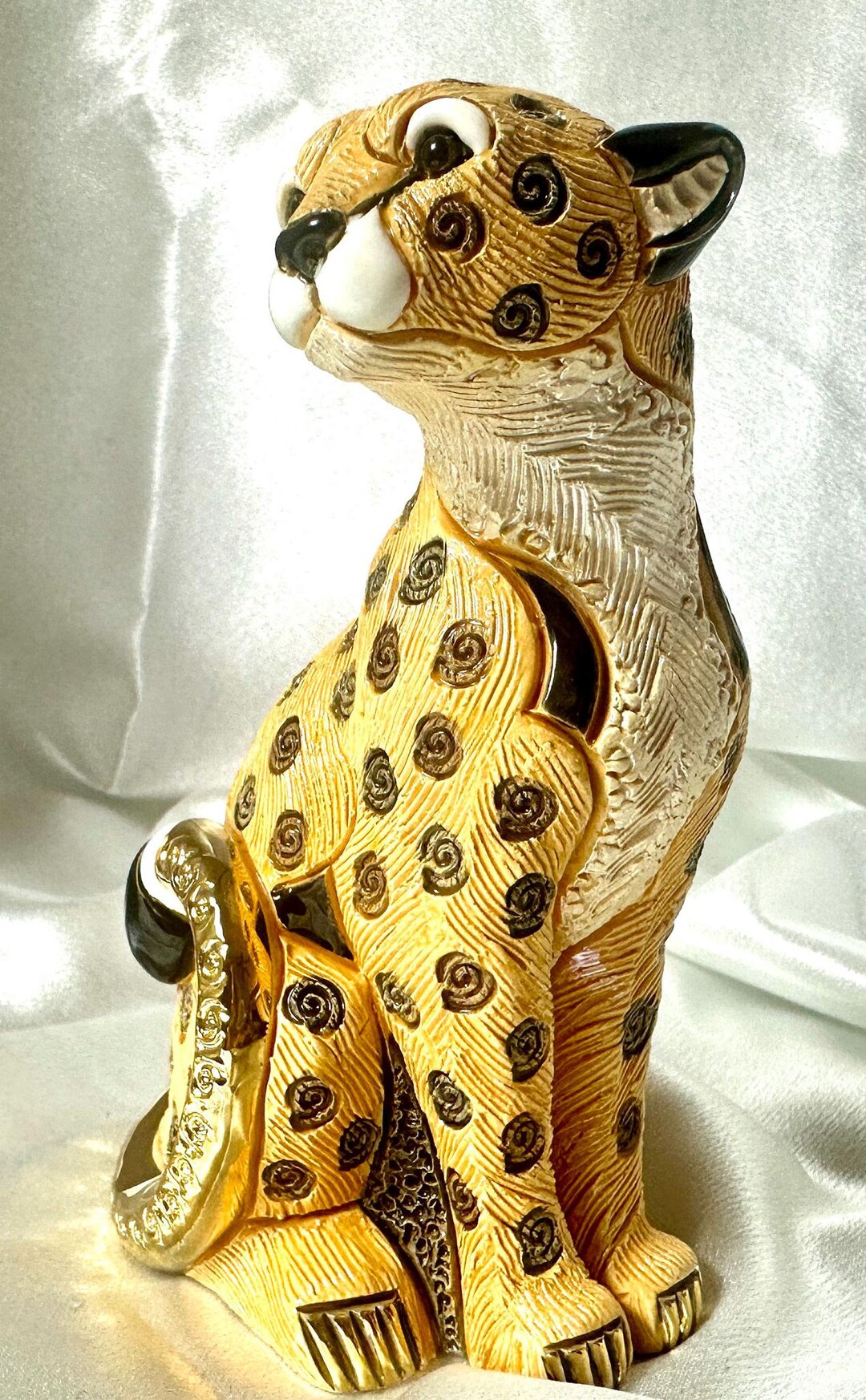 Handmade Ceramic Cheetah Figurine De Rosa Family Collection - Etsy