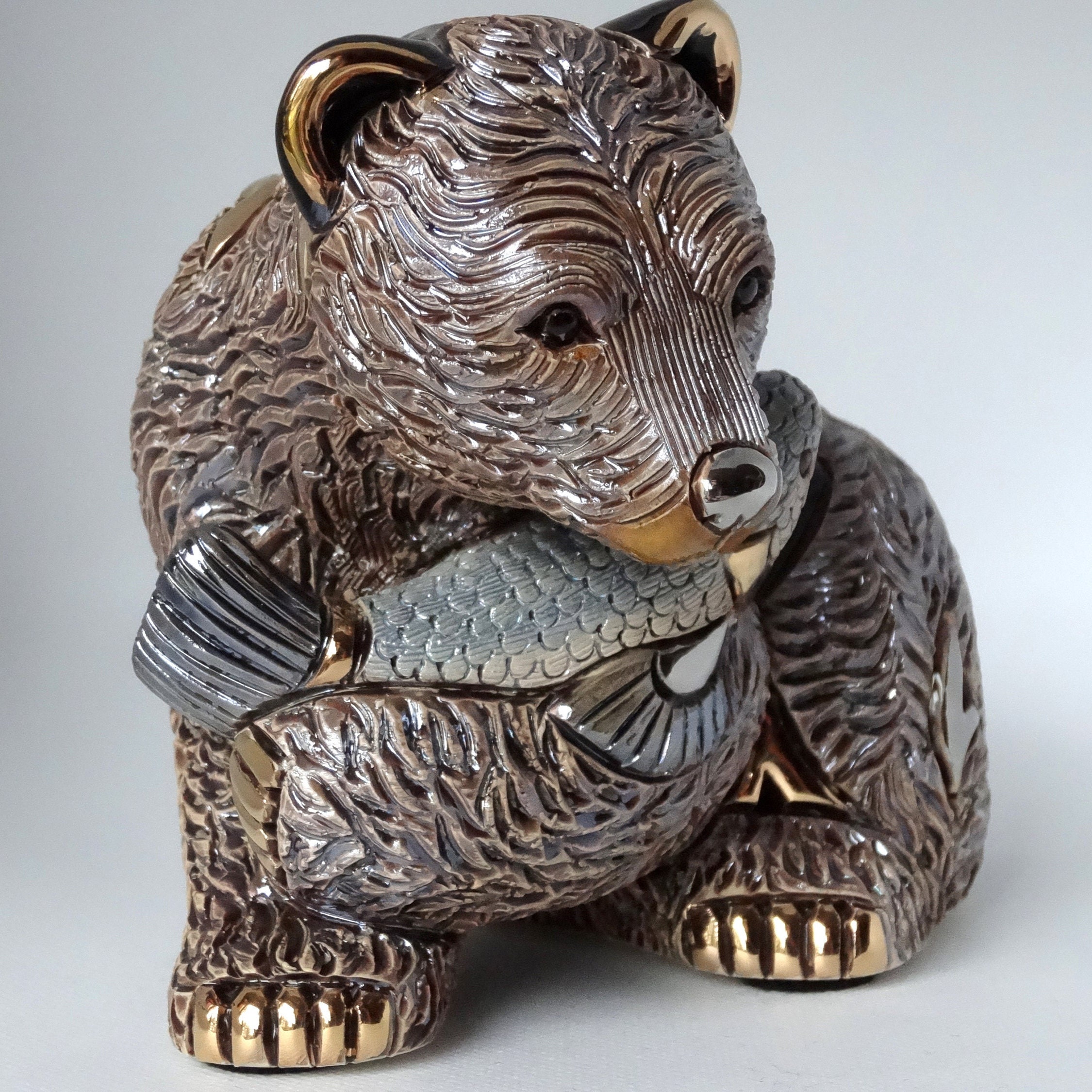 Handmade Sculpted Ceramic Grizzly Bear Figurine De Rosa - Etsy