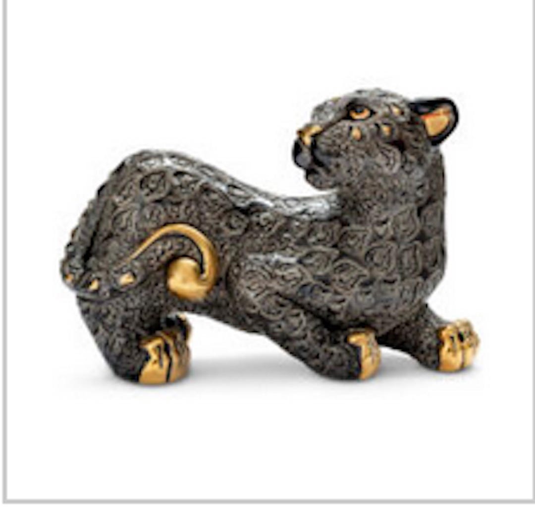 Handmade Ceramic Black Panther Figurine - De Rosa Collections - Family ...