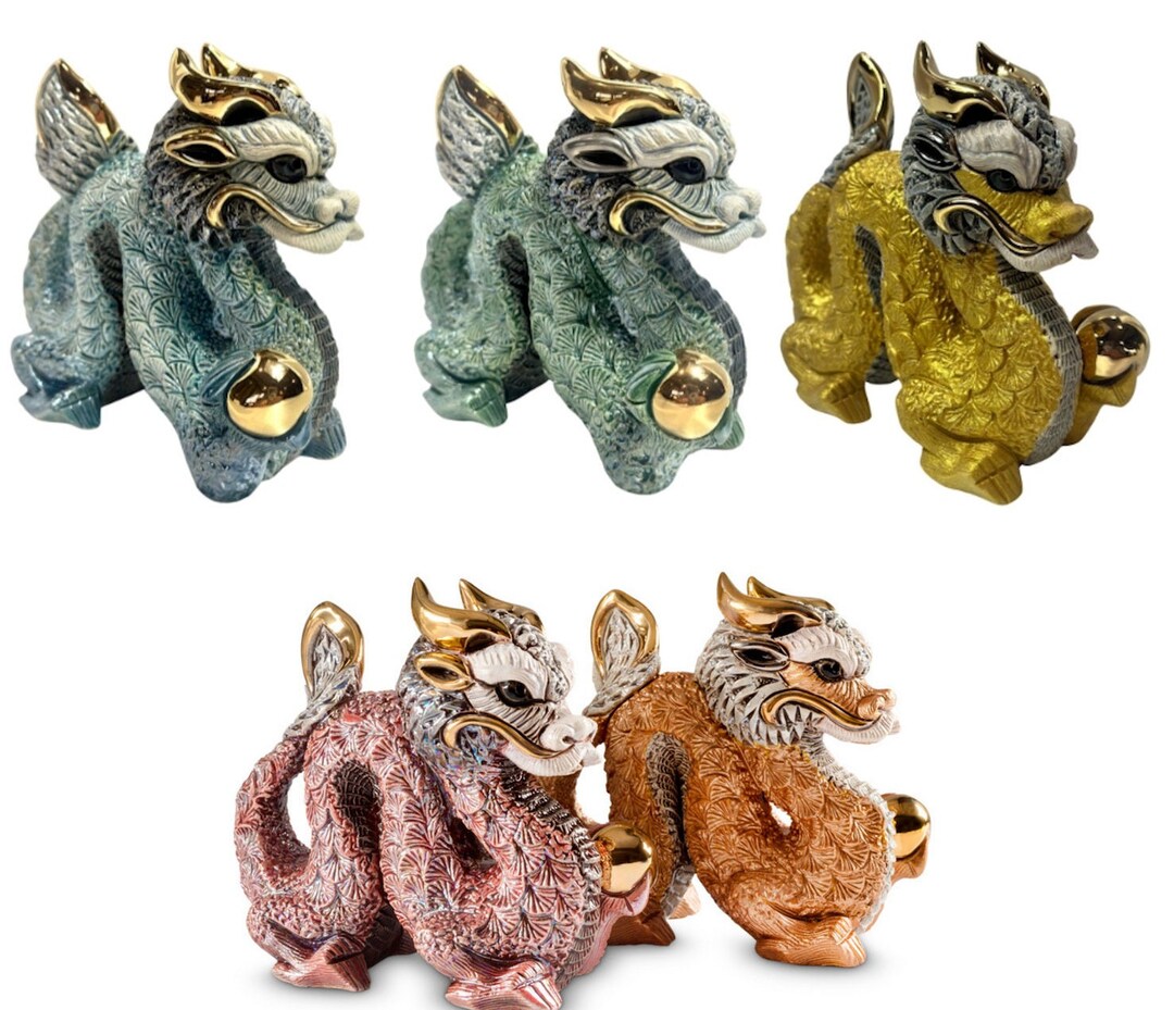 Handmade Sculpted Ceramic Chinese Dragon Figurine Art Decor Gifts De ...
