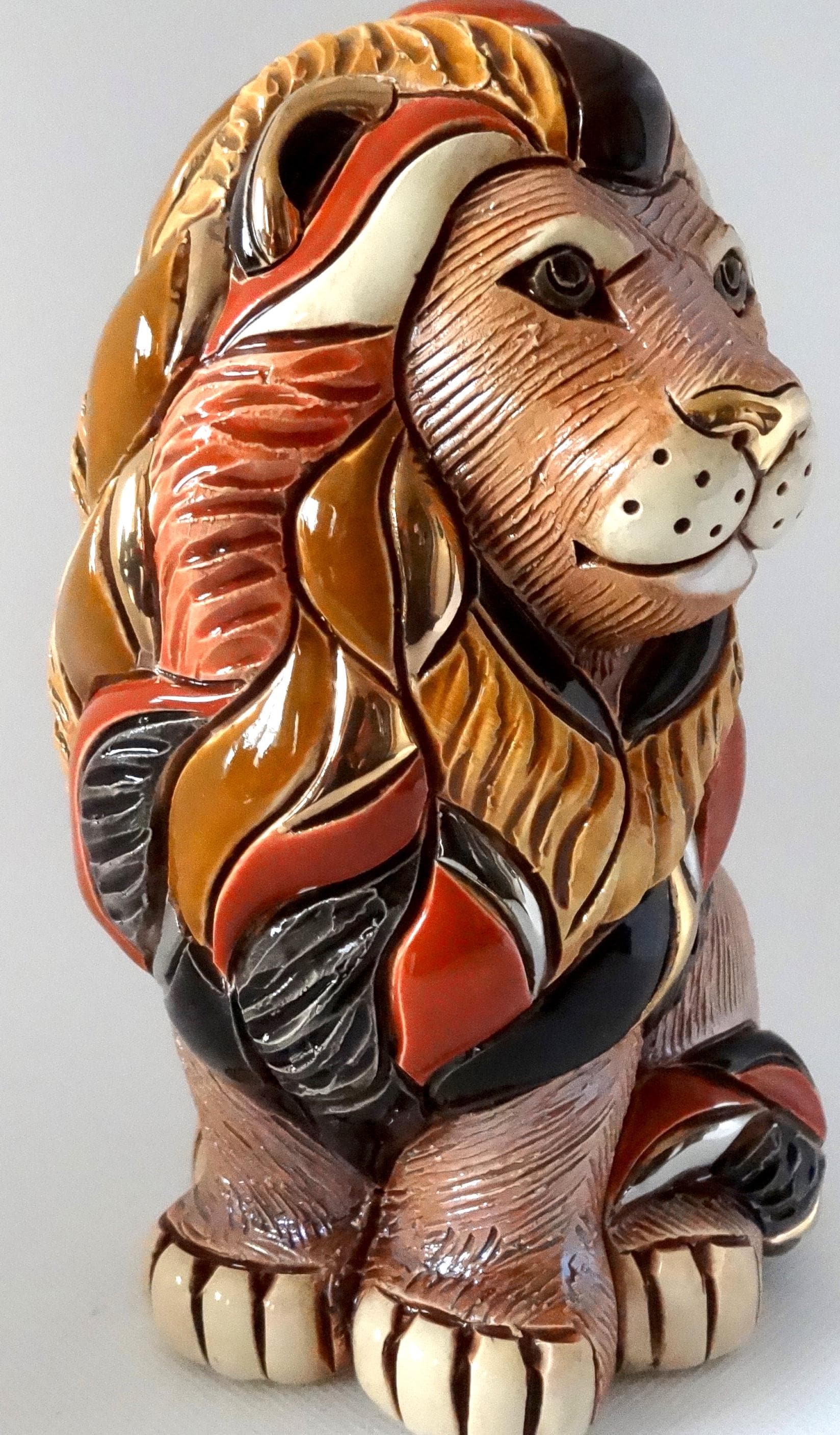 Handmade Sculpted Ceramic Sitting Lion Figurine - De Rosa Collections ...