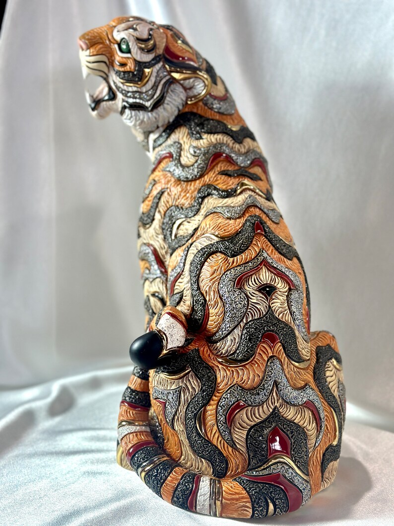 Handmade Ceramic Tiger Sculpture De Rosa Collections - Etsy
