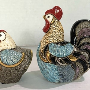 Ceramic Rooster,ceramic Hen,chicken Family,rooster Hen Decor,rooster ...