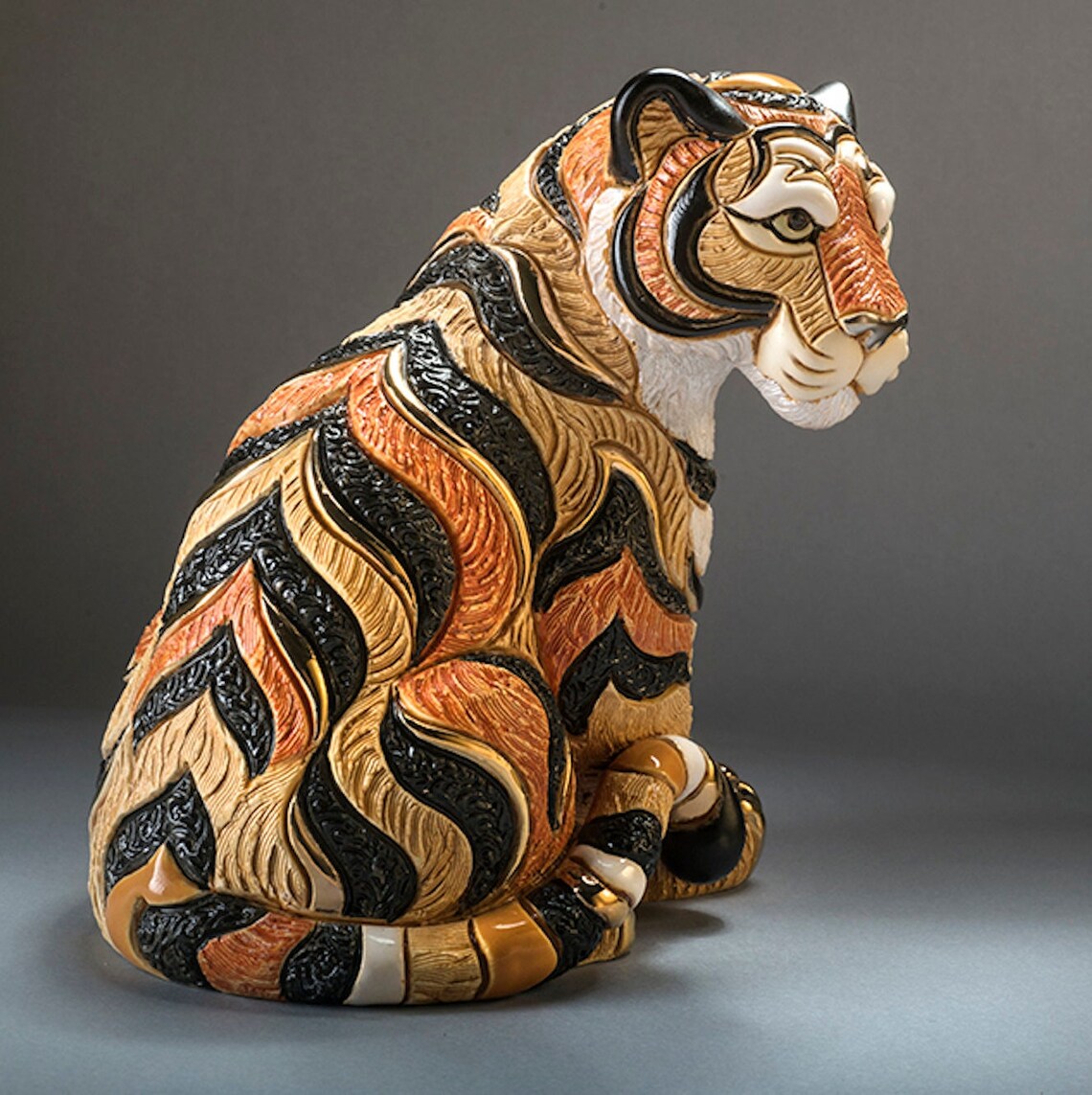 Ceramic Tiger Sitting Ceramic Tiger Statue Tiger Figurine - Etsy