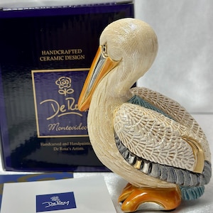 Handmade Sculpted Ceramic Pelican Figurine - Art Decor Gift - De Rosa ...