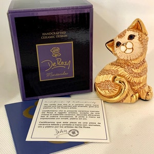 Handmade Sculpted Ceramic Ginger Striped Cat Family Figurines - De Rosa ...