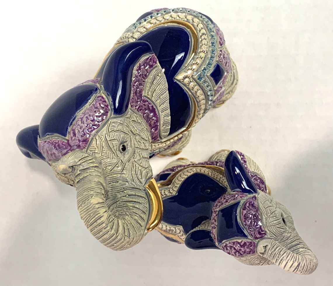 Handmade Ceramic Indian Elephant Figurines: De Rosa Family Collection ...